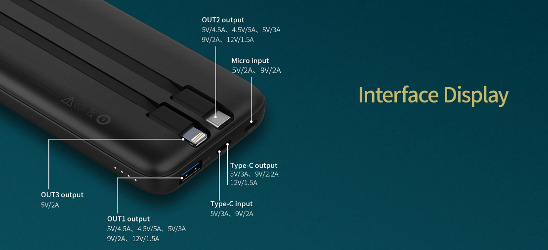 סוללת טעינה וגיבוי אוניברסלית כולל אינדיקטור לד תואם לאייפון אפל ג'וי וואי Joway JP266 22.5W ...